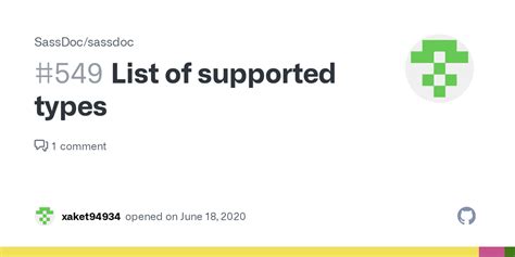 List Of Supported Types · Issue 549 · Sassdocsassdoc · Github