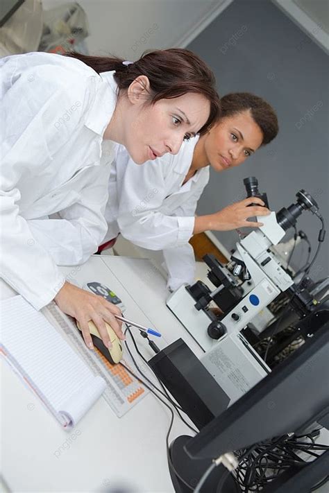 Female Researcher Works At Computer Scientific Analyzing Photo