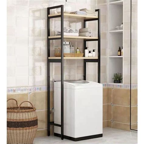 Kệ máy giặt cửa trên chân sắt mặt gỗ mdf phủ melamin chống nước KMG AB full phụ kiện ốc vít lắp