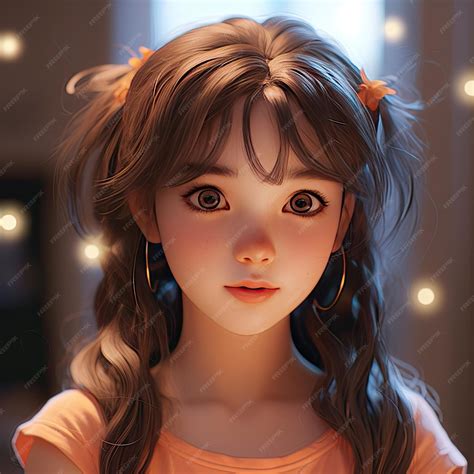 Premium Ai Image A Girl With Brown Hair And A Pink Shirt