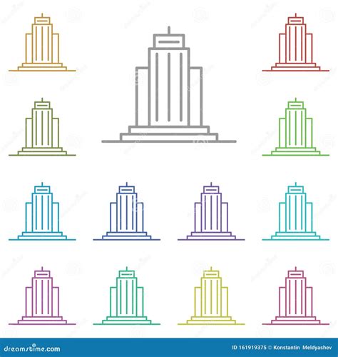 Building Multi Color Icon Simple Thin Line Outline Of Buildings Icons For Ui And Ux Website