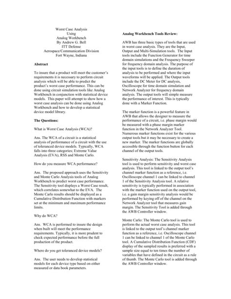 2000 Worst Case Analysis Using Analog Workbench