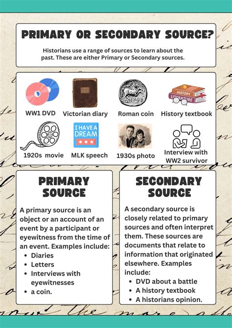 Primary And Secondary Source Worksheet