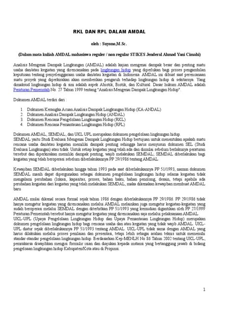 Rkl Dan Rpl Dalam Amdal Pdf