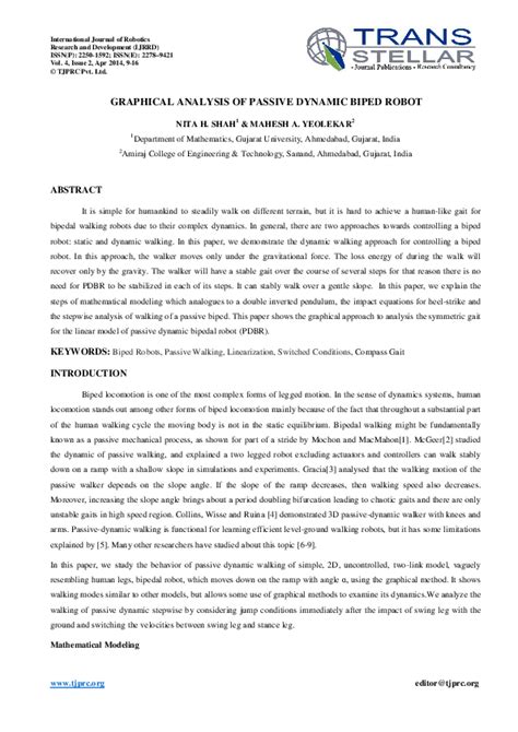pdf graphical analysis of passive dynamic biped robot