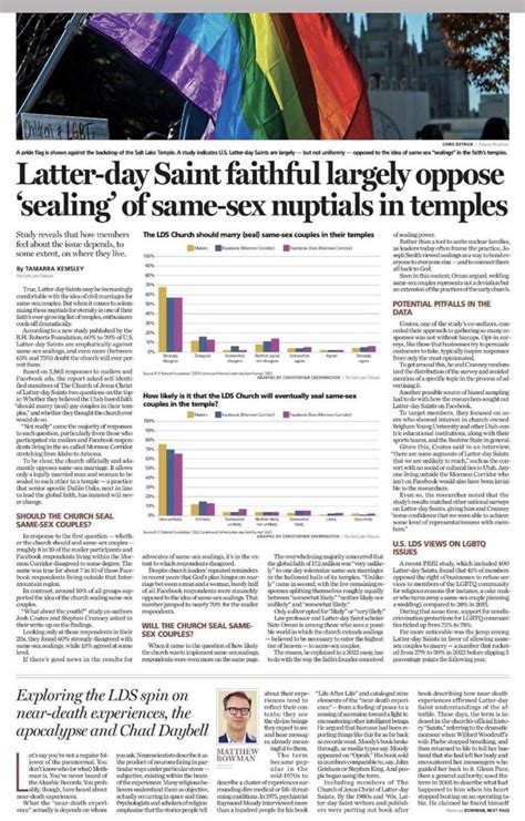 “latter Day Saint Faithful Largely Oppose “sealing” Of Same Sex