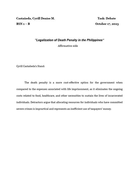 Death Penalty Debate In The Philippines Pdf Capital Punishment Rights