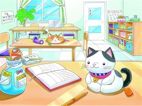 A Cat Sitting On The Floor In A Classroom Captured Beautifully