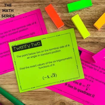 Trigonometric Functions Of Any Angle Task Cards By The Math Series