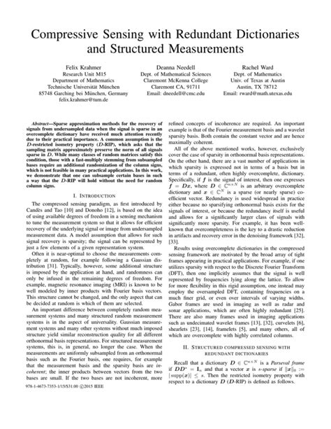 compressive sensing with redundant dictionaries and structured