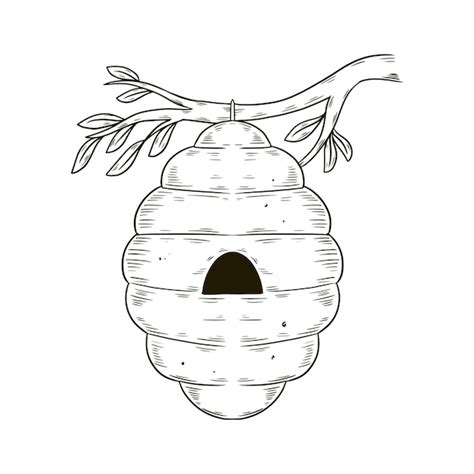 Free Vector Hand Drawn Beehive Drawing Illustration