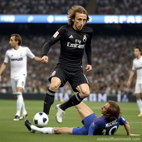 Monkey Kicking Luka Modric Between Legs Stable Diffusion Online