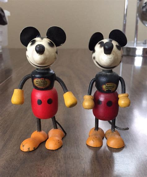 1930s Vintage Antique Wooden Walt Disney Mickey Mouse Fun E Flex Wood