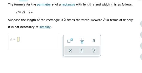 solved the formula for the perimeter p of a rectangle with