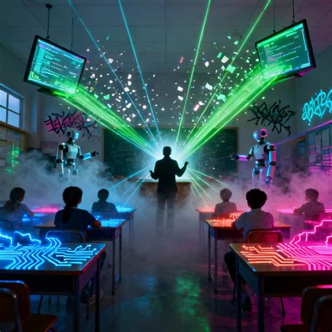 Free Cyberpunk Classroom Chaos Photo Cyberpunk Futuristic Classroom