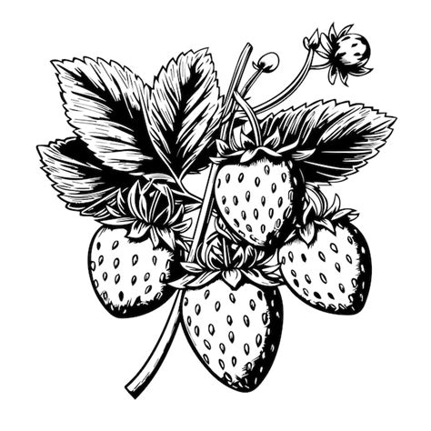 Premium Vector Strawberry Black And White Vector Template Set For