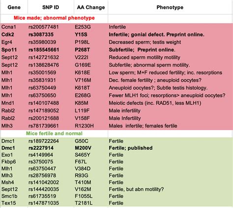 Human Phenotypes List