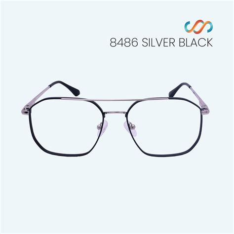 8486 Silver Black Hexagonal Frame Infinity I Eyewear