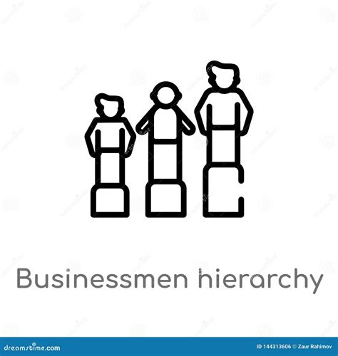 Outline Businessmen Hierarchy Vector Icon Isolated Black Simple Line