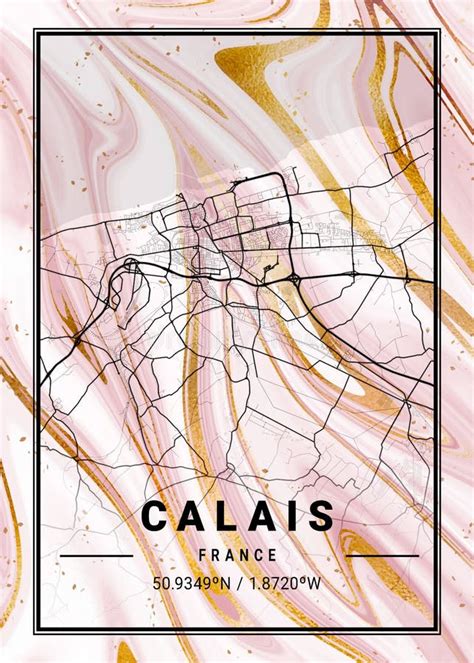 Calais France Tuberose Marble Map Stock Illustration Illustration