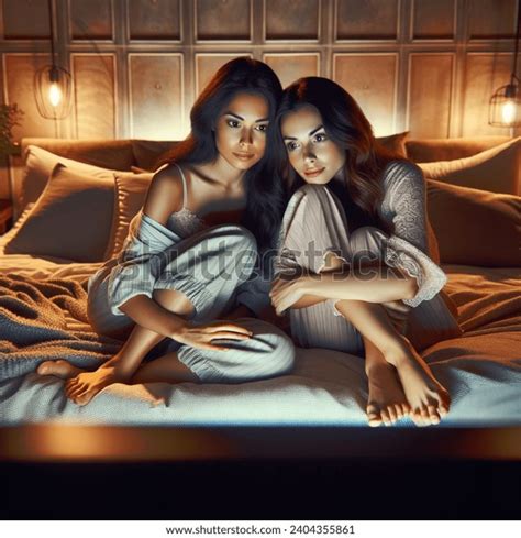Two Women Lying Barefoot On Bed Ai Generated Image 2404355861 Shutterstock