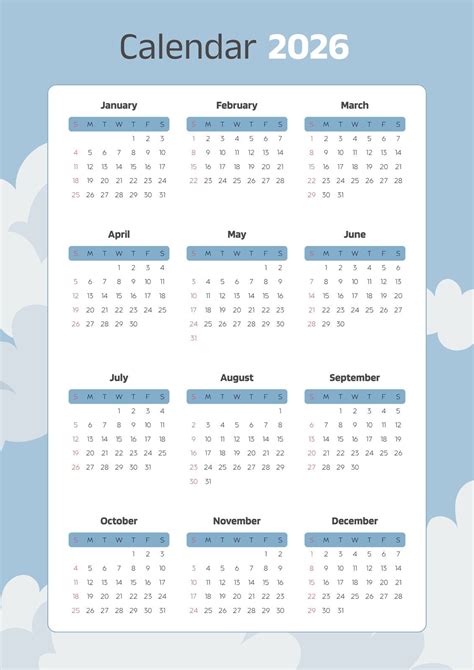2026 Calendar Printable General Blue