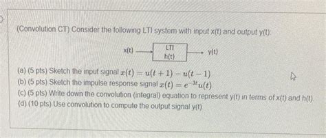 Solved Convolution CT Consider The Following LTI System Chegg