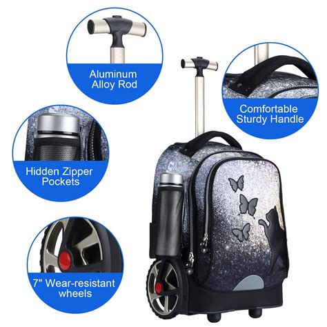 Uniker Rolling Laptop Bag For 14 Inch Laptop Roller Bookbag For Teens