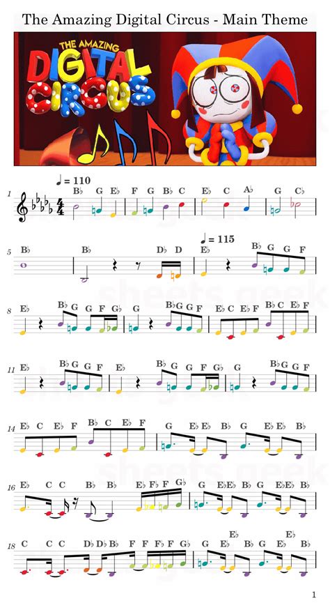 The Amazing Digital Circus Main Theme Easy Sheet Music