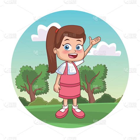 女生动画片可爱的人图像男生学龄前儿童小的矢量教育