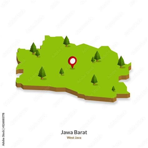 Isometric Map Of West Java Province Indonesia Simple 3d Map Vector
