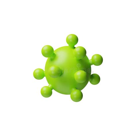 Virus 3d Plastic Style Vector Icon Cartoon Green Bacterium Molecule
