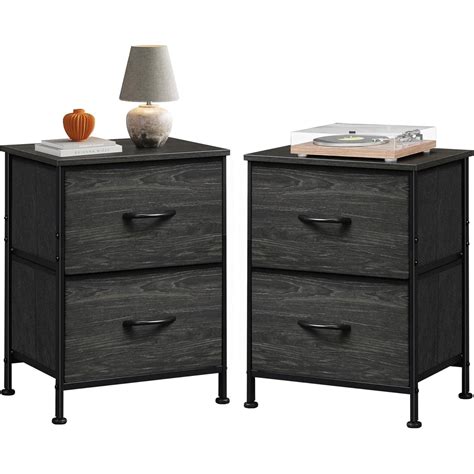 Wlive Night Stand Set 2 Nightstand With 2 Fabric Drawers Small