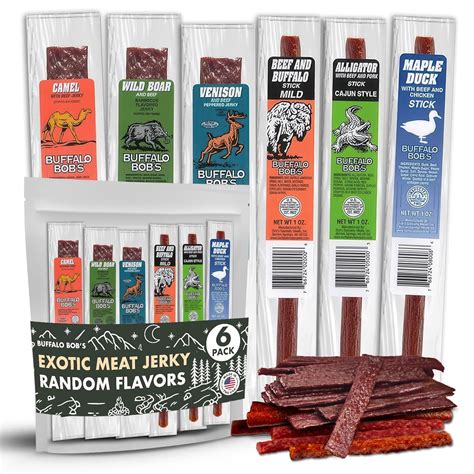 Buffalo Bobs Wild Game Meat Snacks 6 Pack Exotic Snack