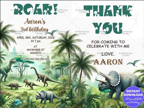 Dinosaur Invitation Wording 3rd Three Rex Dinosaur Birthday Invitation