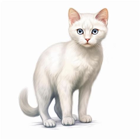 Premium Ai Image There Is A White Cat With Blue Eyes Standing On A