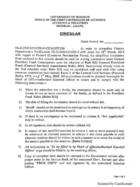 Aandt Circular 9 4 18 Common Nomination Form For Gpf And Gpf Final