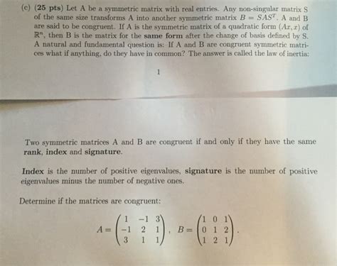 Solved Quadratic Forms And Sylvesters Law Of Inertia Show