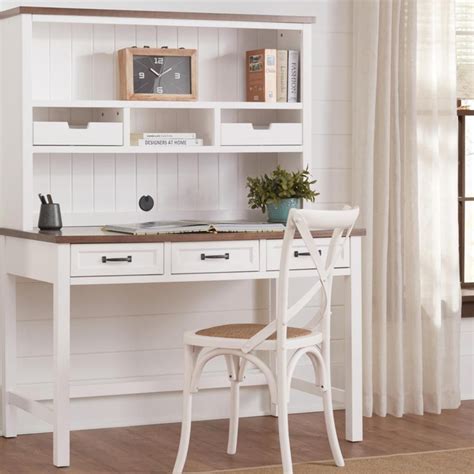 Rectangular White Desk With 5 Drawers White Desk With Hutch And Decor