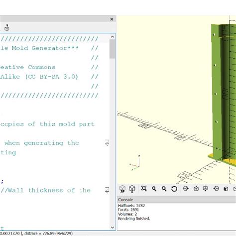 screenshot from openscad showing the variable list in the script left