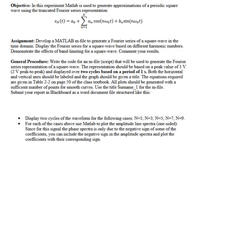 In This Experiment Matlab Is Used To Generate Chegg