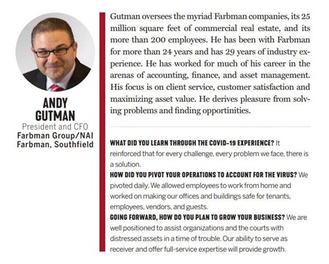 Andy Gutman President Of Farbman Group Nai Farbman Has Once Again