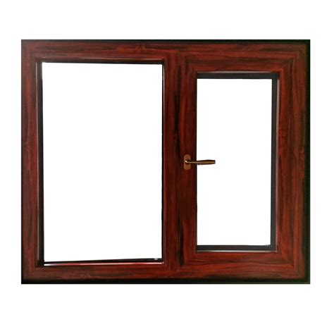 Horizontal Brown Woodgrain Upvc Windows Opening Swing