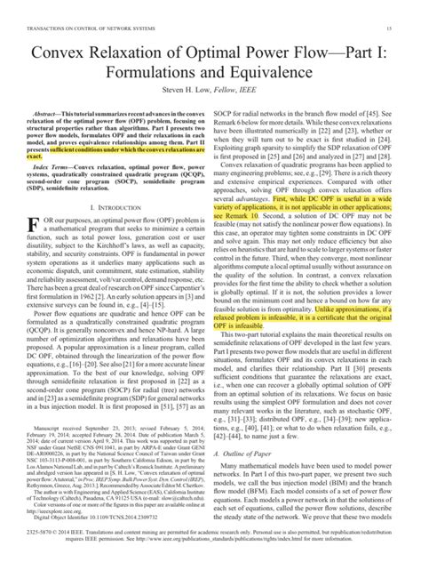 convex relaxation of optimal power flowpart i formulations and