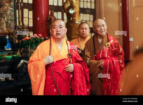 Shi Yongxin Left Abbot Of Shaolin Temple Is Pictured During The