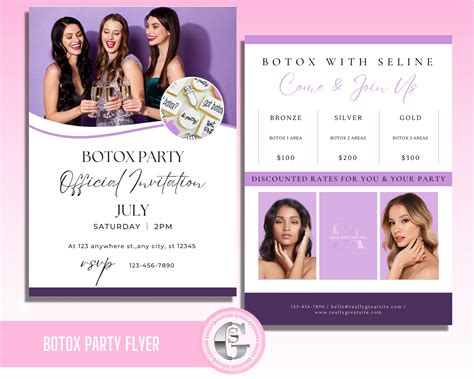 Botox Party Flyer Botox Party Invitation Small Business Beauty