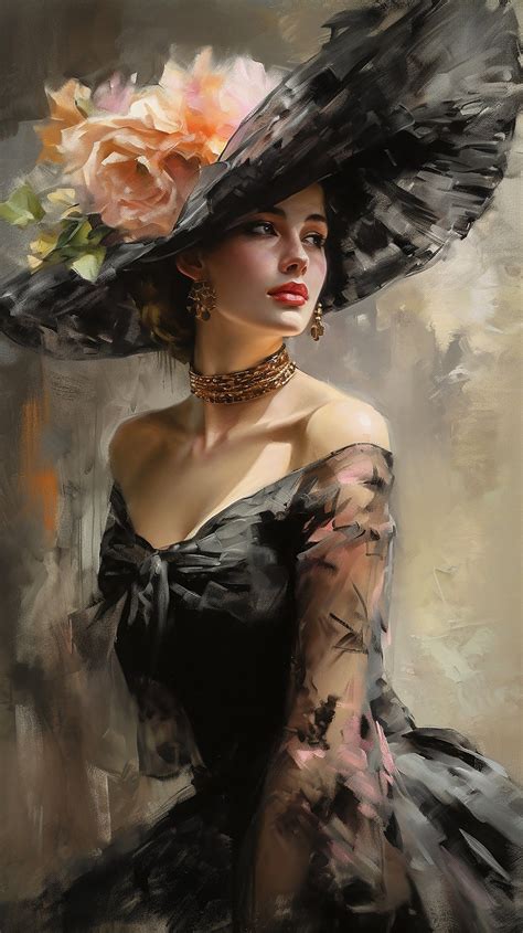 Vintage Woman In Large Hat Instant Digital Download Etsy Artofit