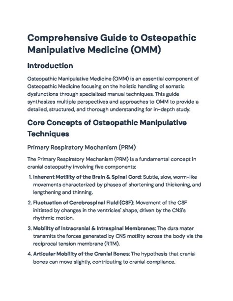 Comprehensive Guide To Osteopathic Manipulative Medicine Omm