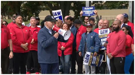 Biden Joins Striking United Auto Workers In Michigan The Mary Sue