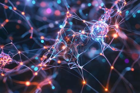 abstract ai neural network rendering floating data connections dynamic electric pulses